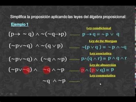 SIMPLIFICACIÓN DE PROPOSICIONES LÓGICAS 1 MATEMÁTICA YouTube