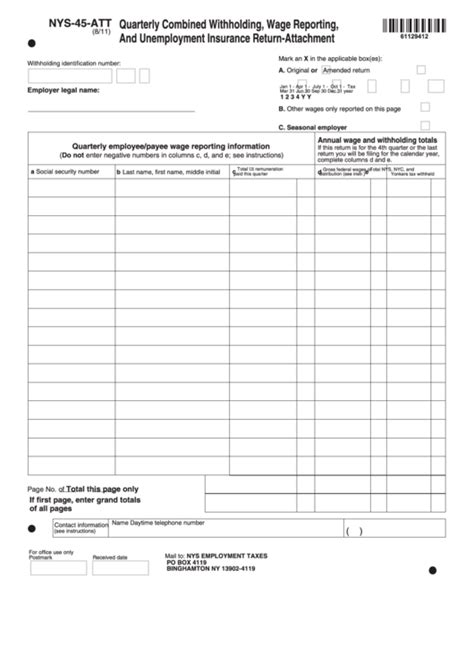 Printable Nys 45 Form Printable Forms Free Online