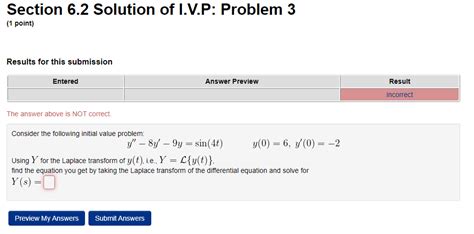 Solved Section 6 2 Solution Of I V P Problem 3 1 Point Chegg Com