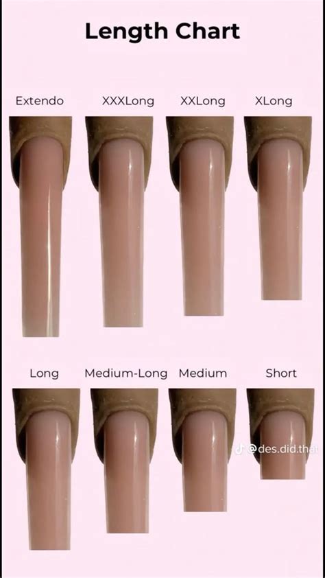 Nail Length Nail Size Chart Acrylic Nails Long Nails Nude Nails