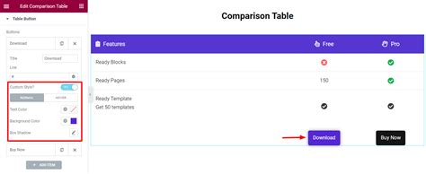 How To Create Comparison Table With Elementor Comparison Table Widget