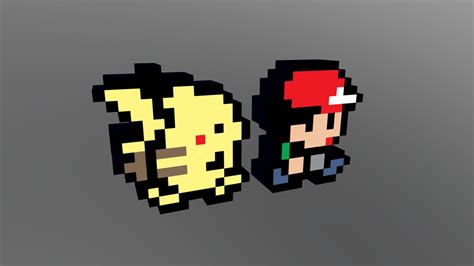Ash And Pikachu Pixel Papercraft 3d Model By Paper Lab Paperlab [e81f504] Sketchfab