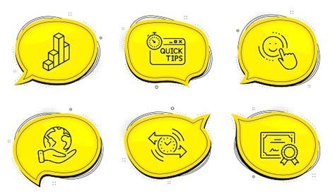 미소 타이머 및 3d 차트 아이콘 세트 빠른 팁 기호 긍정적 인 피드백 스톱워치 프리젠 테이션 열 벡터 고객에 대한 스톡 벡터 아트 및 기타 이미지 Istock