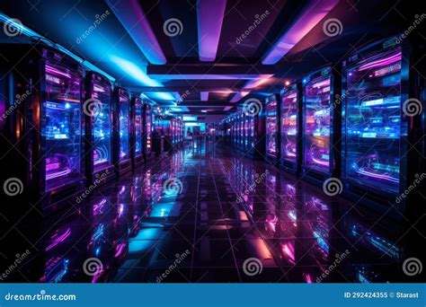 Server Racks In Computer Network Security Server Room Futuristic Data Center Ai Generated