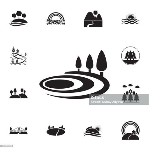 필드 아이콘으로 나무입니다 풍경 아이콘의 자세한 설정 합니다 프리미엄 그래픽 디자인입니다 웹사이트 웹 디자인 모바일 응용 프로그램 모음 아이콘 중 하나 농업에 대한 스톡