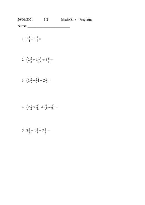 Fractions Worksheet For Class 7 Worksheets Library