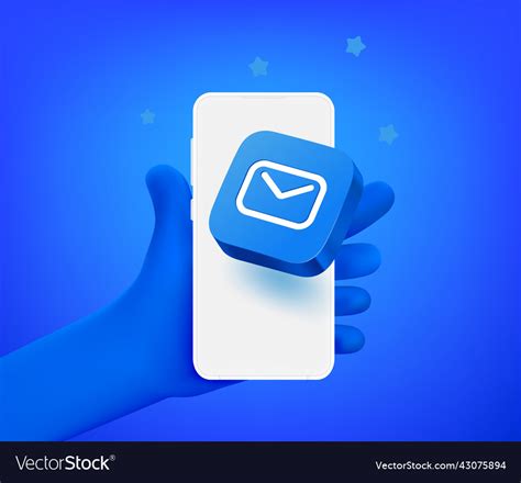 Cute Comic Hand With Smartphone Mailing App Vector Image