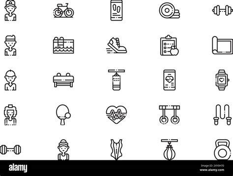 Sport Training Icons Collection Is A Vector Illustration With Editable Stroke Stock Vector Image