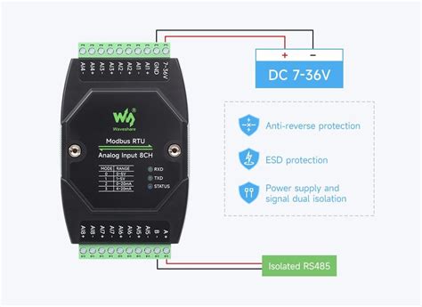 Industrial 8 Ch Analog Input Extender Module Modbus Rtu