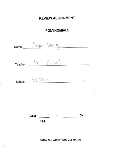 Pre Calculus 12 Polynomials Pdf