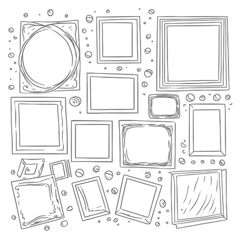 Doodle Doodle Picture Frames With A Vase Outline Sketch Drawing Vector
