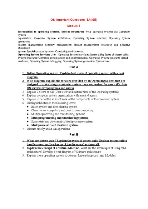 Os Important Questions Operating System Services User Operating