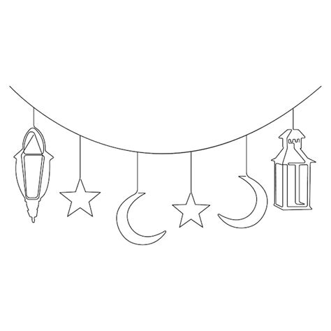 Premium Vector Continuous One Line Art Drawing Of Ramadan Kareem With Lantern And Star Moon
