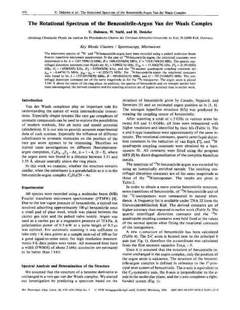 Pdf The Rotational Spectrum Of The Benzonitrile Argon Van Der Waals