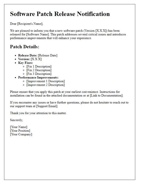 Letter Template For Software Update Notification Free Samples In PDF Letterin