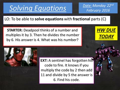 Ks3 Ks4 Solving Equations With Fractions Updated Teaching Resources
