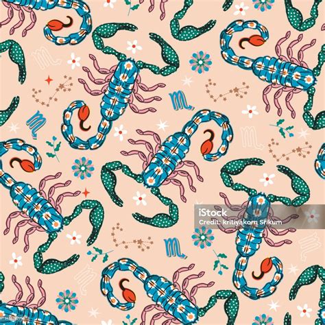 전갈 자리 조디악 별 원활한 패턴 전갈자리 기호 기호 별 벡터 Eps10 0명에 대한 스톡 벡터 아트 및 기타 이미지 0명