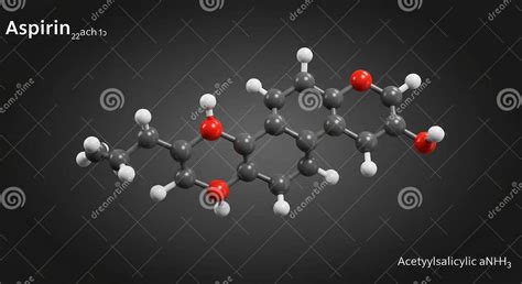 Aspirin Molecular Structure A 3d Model Of Acetylsalicylic Acid Stock