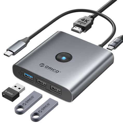 Orico Usb C Docking Station 5 In 1 Usb C Hub With 4k Hdmi Usb A 3 0 2 Usb A 2 0 60w Pd