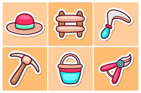 Ícones De Etiqueta De Jardinagem Doodle Coloring Vector Vetor Premium