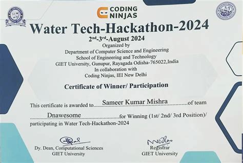 Sameer Kumar Mishra On Linkedin Hackathon Watertech Codingninjas