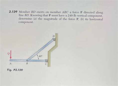 Solved 2 129 Member Bd Exerts On Member Abc A Force P