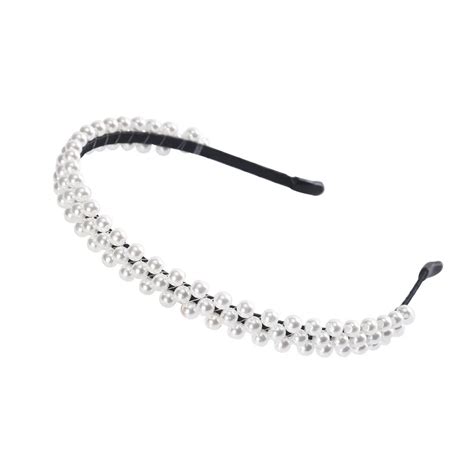 Жемчужная Повязка на голову с жемчугом для свадьбы, широкая белая тиара ...