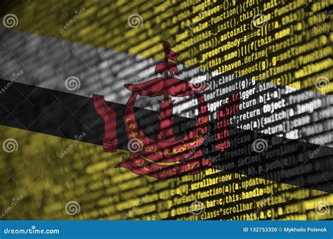 Brunei Darussalam Flag Is Depicted On The Screen With The Program Code