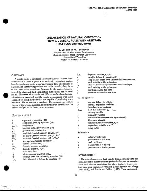Pdf Linearization Of Natural Convection From A Vertical Plate With Arbitrary Heat Flux