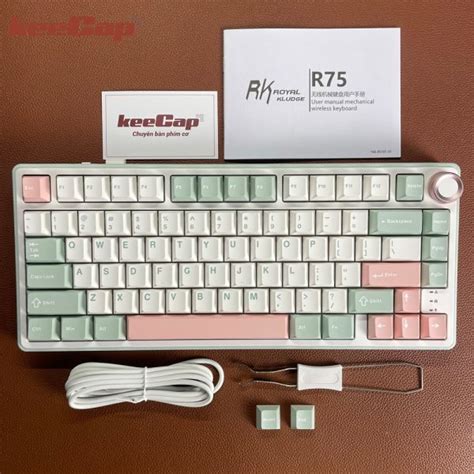 Bàn phím cơ Royal Kludge RK R75 tím sữa 1 mode hotswap linear