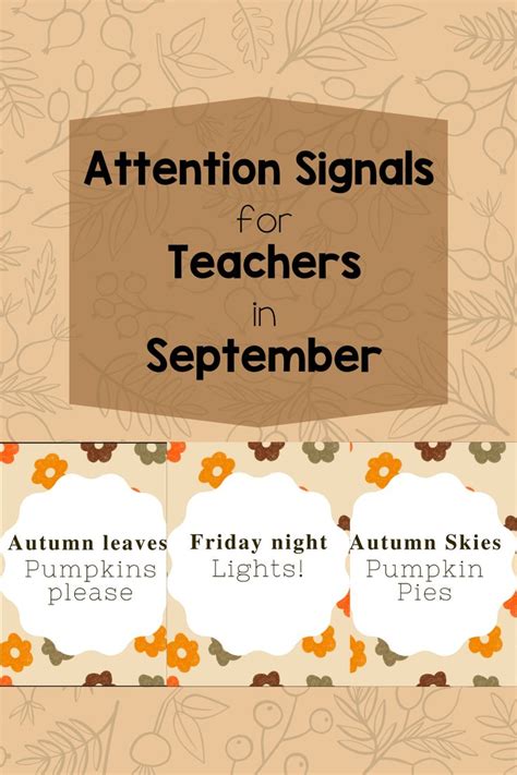 September Attention Signal Callback Posters Fall Classroom Activities Classroom Community