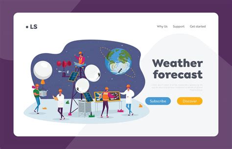 People On Meteorological Station Landing Page Template Characters At