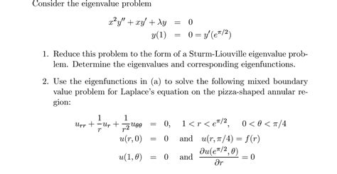 Consider The Eigenvalue Problem