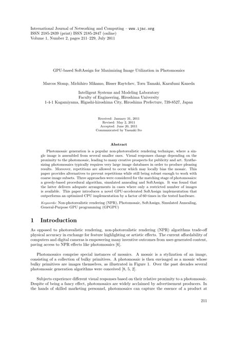 Pdf Gpu Based Softassign For Maximizing Image Utilization In Photomosaics