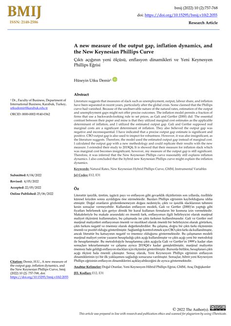 Pdf A New Measure Of The Output Gap Inflation Dynamics And The New Keynesian Phillips Curve