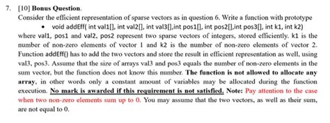 Solved 6 10 A Sparse Vector Is A Vector Whose Most
