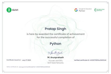 Pratap Singh On Linkedin Just Received My Python Certification 🐍🎓 It