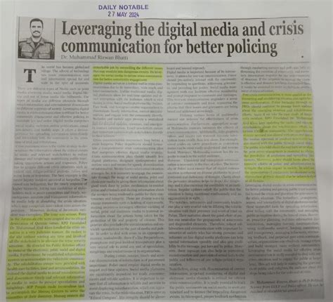 Digital Media And Crisis Communication For Better Policing Dr