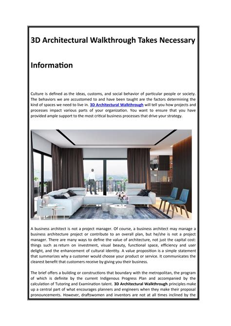 3d Architectural Walkthrough Takes Necessary Information By Blueribbon3danimation Issuu