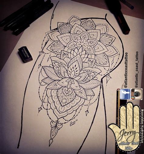 Beautiful Tattoo Idea Design For A Thigh Mandala Lotus Lace Tattoo Design With Pretty Patterns