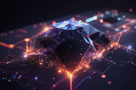 Premium Ai Image Digital Cyberspace Geometric With Particles Digital Data Network Connections