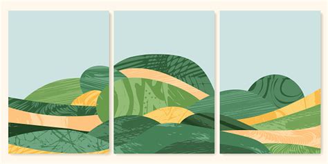 텍스처 벡터 배경이있는 녹색 추상 논 상단보기 자연 패턴 에코 일러스트레이션 시골 포스터 디자인 농업 풍경의 컬렉션 단순 생태 포스터 세트 다양에 대한 스톡 벡터 아트 및
