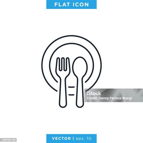 숟가락 및 포크 아이콘 벡터 스톡 일러스트 디자인 템플릿 편집 가능한 스트로크 접시에 대한 스톡 벡터 아트 및 기타 이미지 접시 컴퓨터 그래픽 포크 Istock
