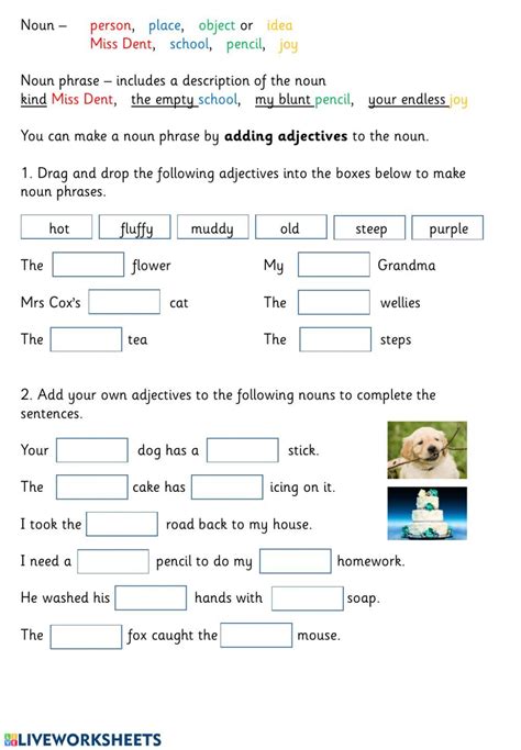 Noun Phrase Worksheet Expanded Noun Phrases Nouns Worksheet 2nd Grade Worksheets