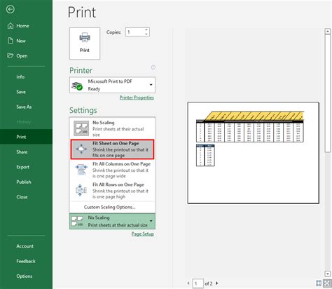how to print an excel sheet on one page