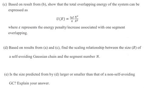 solved 5 size of a self avoiding gaussian chain in 2d the