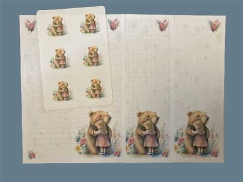 Girl And Bear Stationery Letter Writing Paper And Sticker Set — Sweet Stationery Store