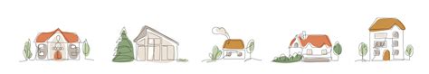 유기적인 색상 모양 벡터 컬렉션 일러스트레이션이 있는 연속 라인 아트 드로잉 스타일의 집 로고 상징 건축을 위한 주거용 건물 세트 흰색 배경에 격리 로고에 대한 스톡 벡터