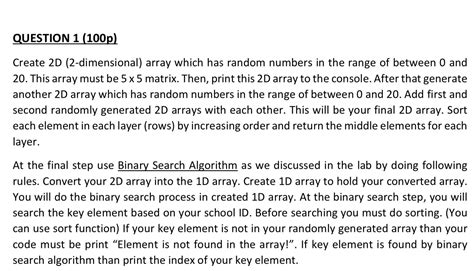 Solved Create D Dimensional Array Which Has Random Chegg