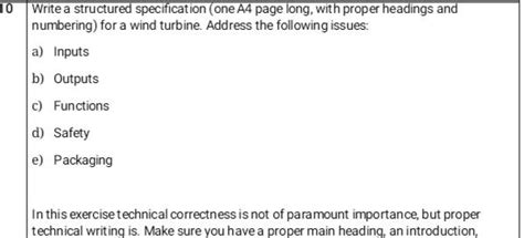 Solved Write A Structured Specification One A4 Page Long